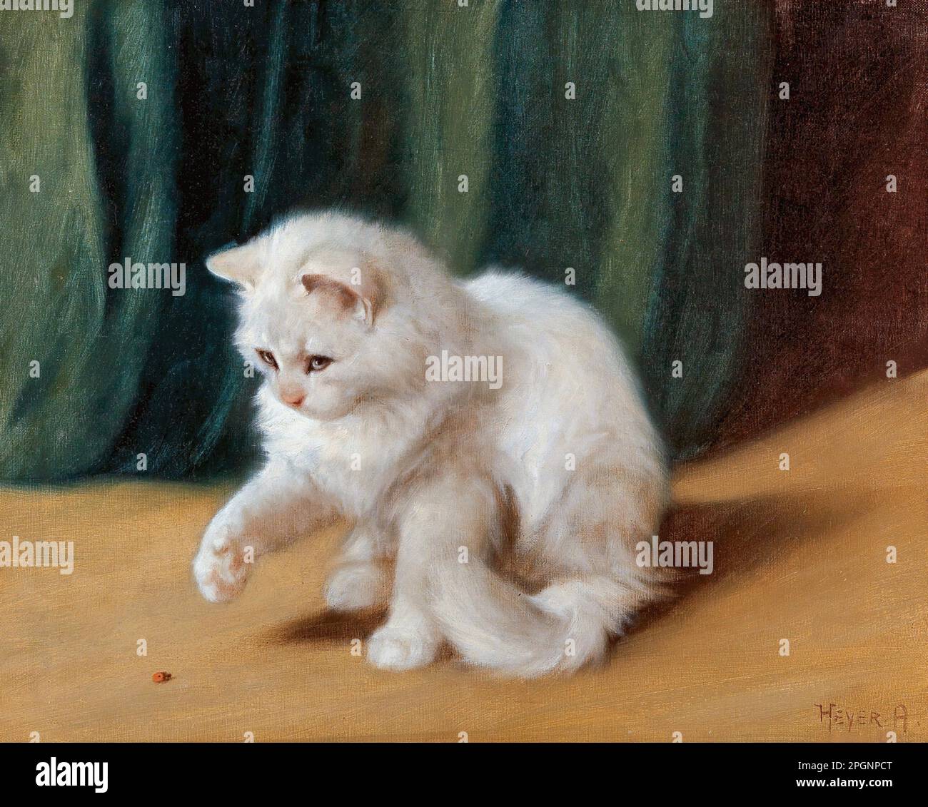 Heyer Arthur - Cat with Ladybird - German School - 19th and Early 20th ...