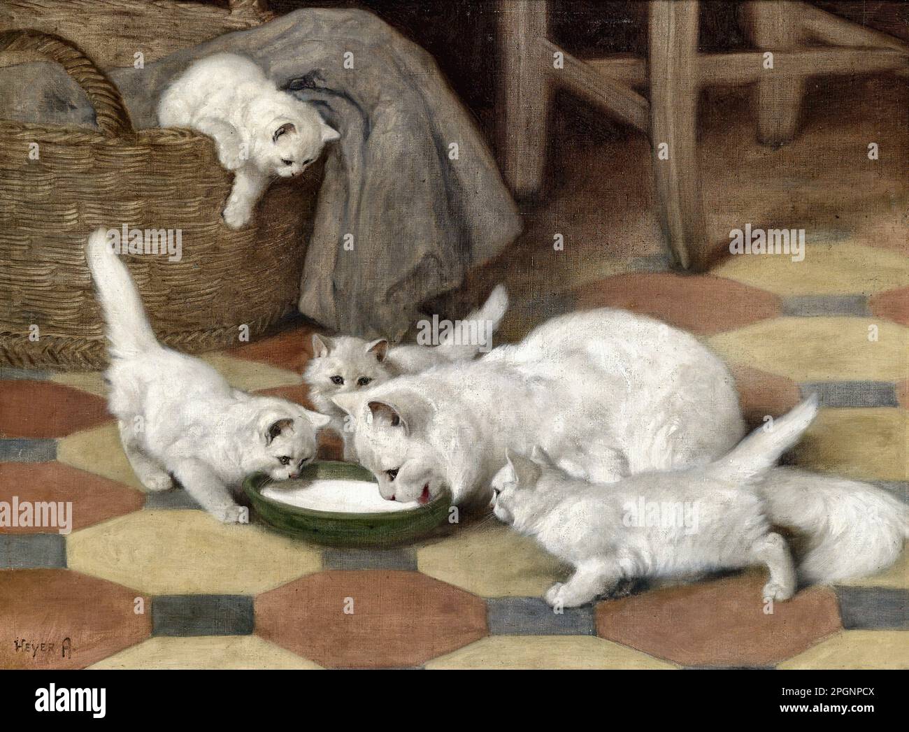 Heyer Arthur - Family of Cats - German School - 19th and Early 20th ...