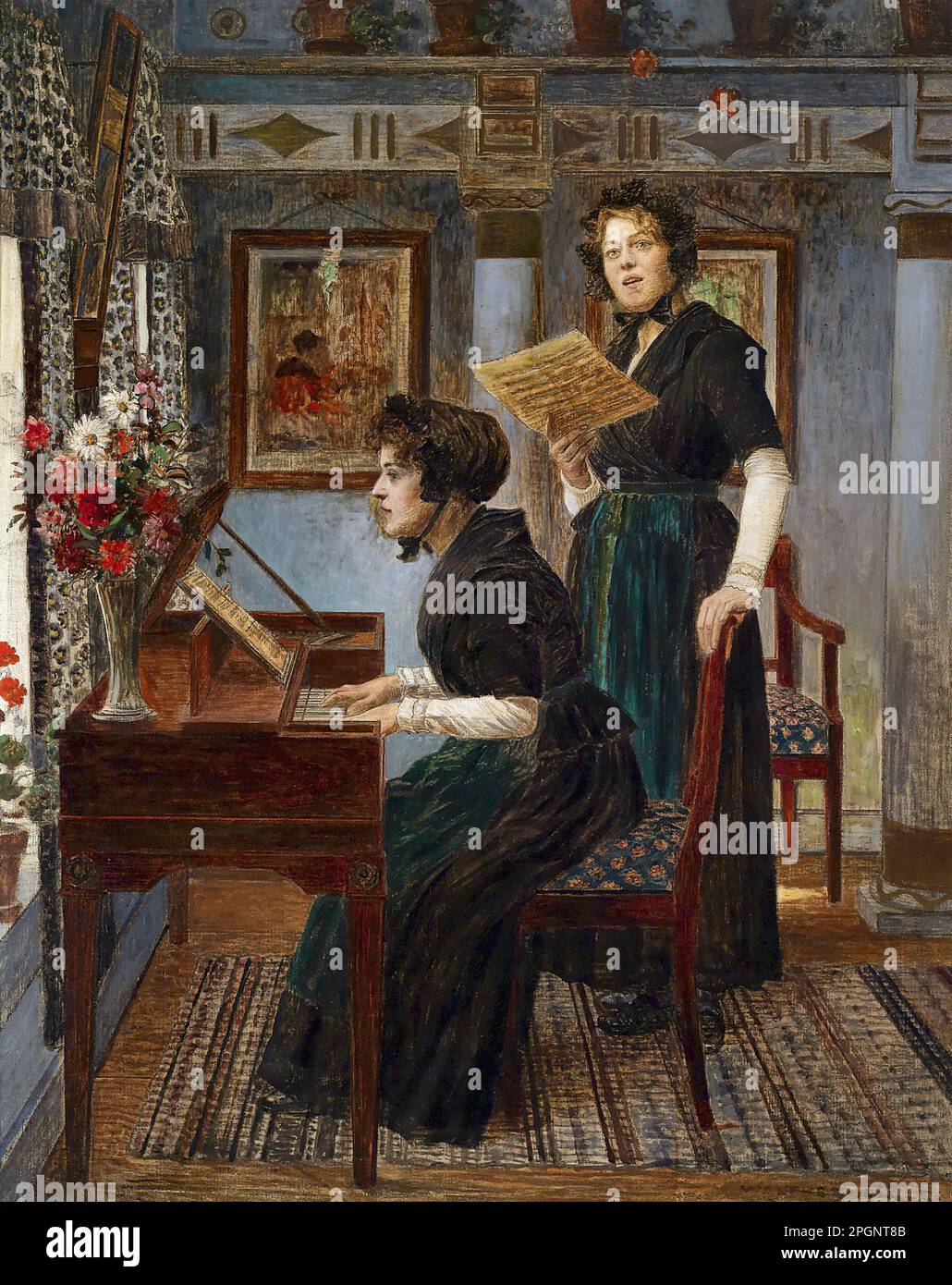 Firle Walther - the Singing Lesson - German School - 19th Century ...
