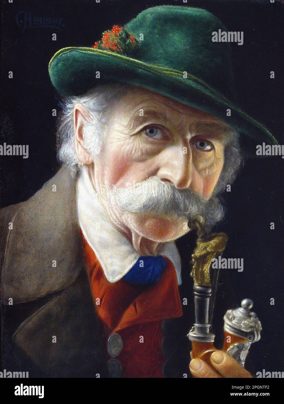 Heuser Christian - Old Man with a Pipe 1 - German School - 19th Century ...