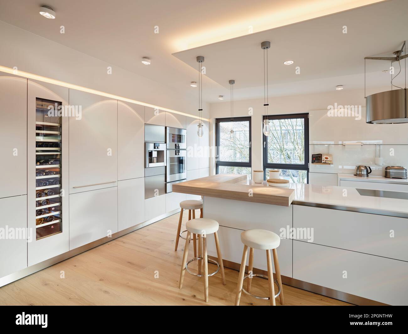 Interior of modern kitchen in penthouse Stock Photo - Alamy