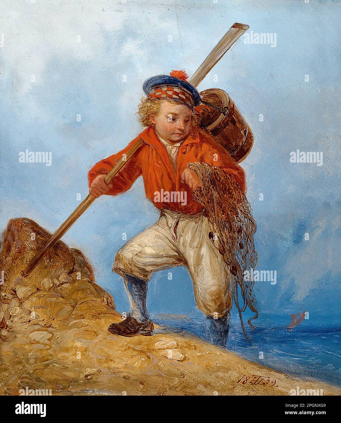 Hosemann Theodor - the Little Fisherman - German School - 19th Century ...
