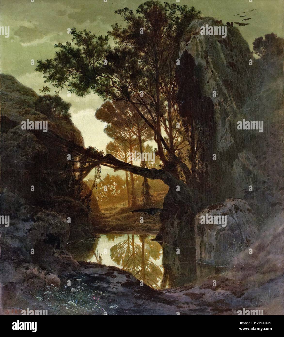 Knab Ferdinand - Wooded Landscape with Rocks - German School - 19th ...
