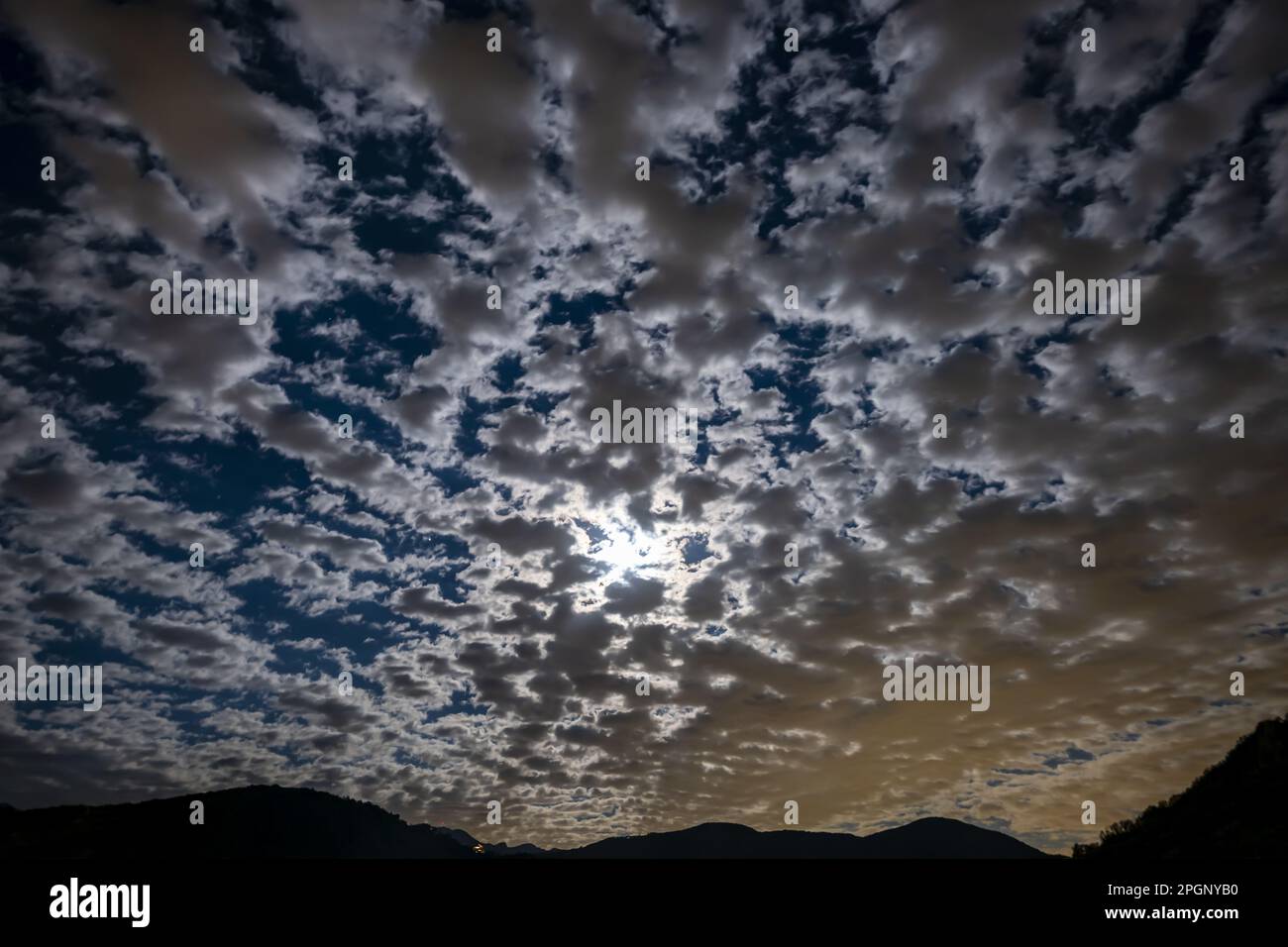 Moon Light and Sky With Cloudscape and Mountain in Lugano, Ticino ...