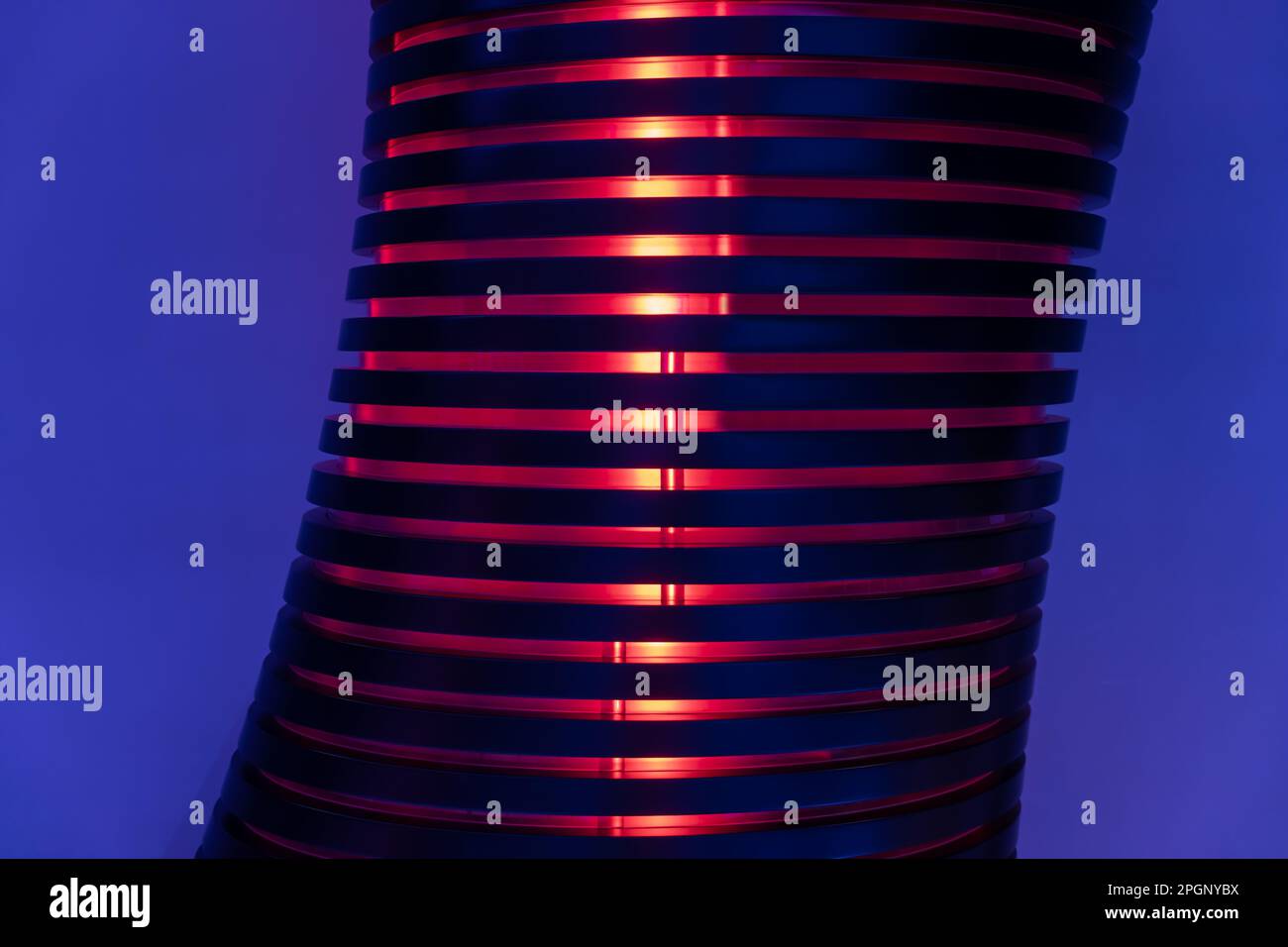 Illuminated Red Stripes on a Modern Column in Switzerland Stock Photo ...