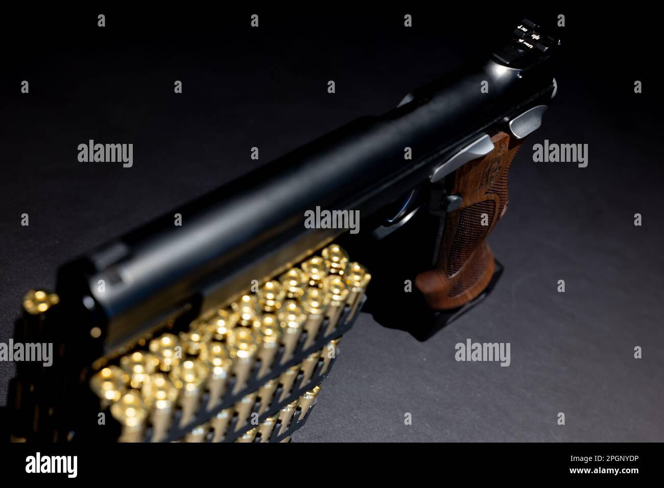 Elegant Semiautomatic 9mm Handgun with Swiss Helvetia Symbol Leaning on ...