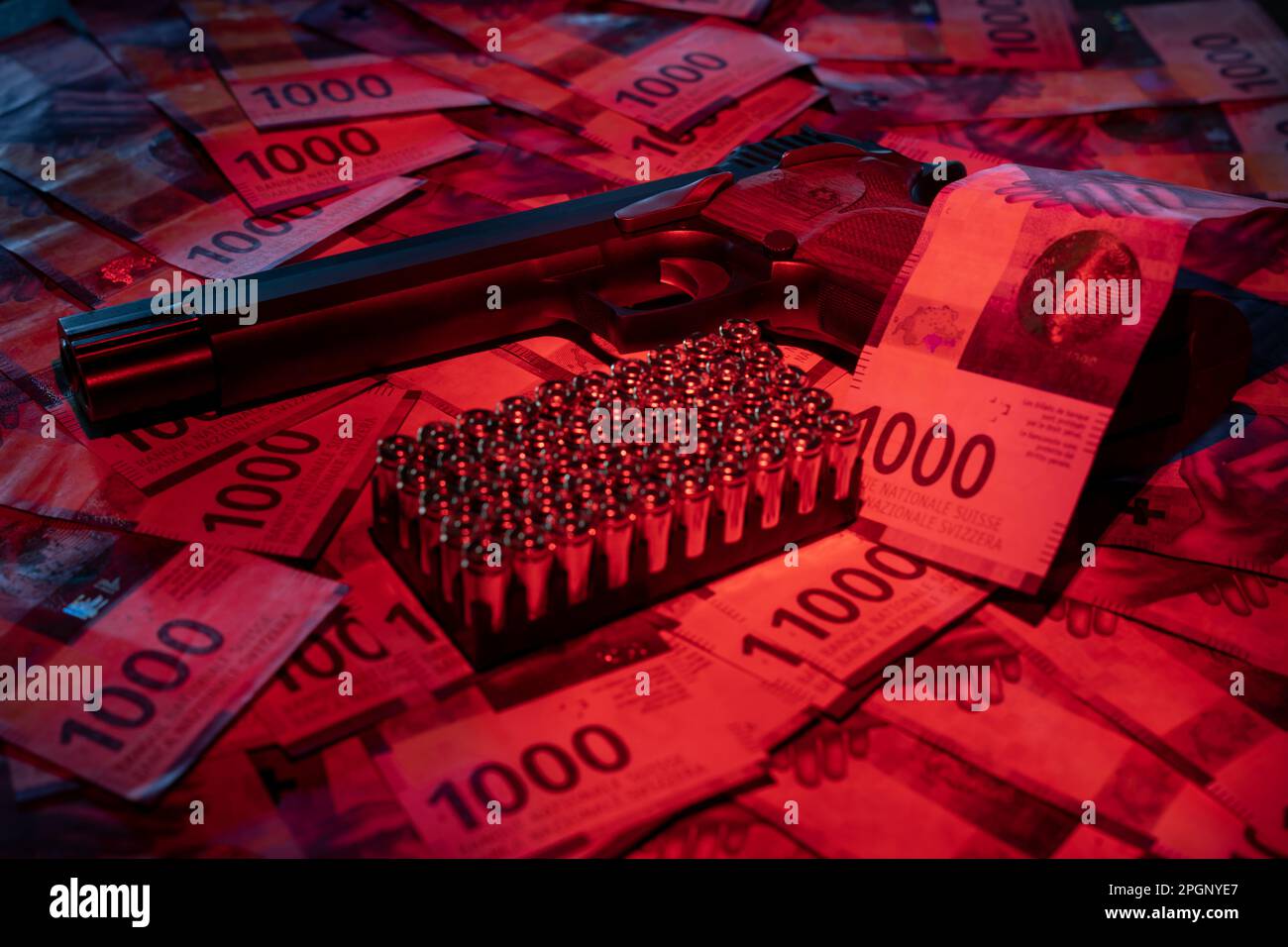 Elegant Semiautomatic 9mm Handgun with Swiss Helvetia Symbol Leaning on ...