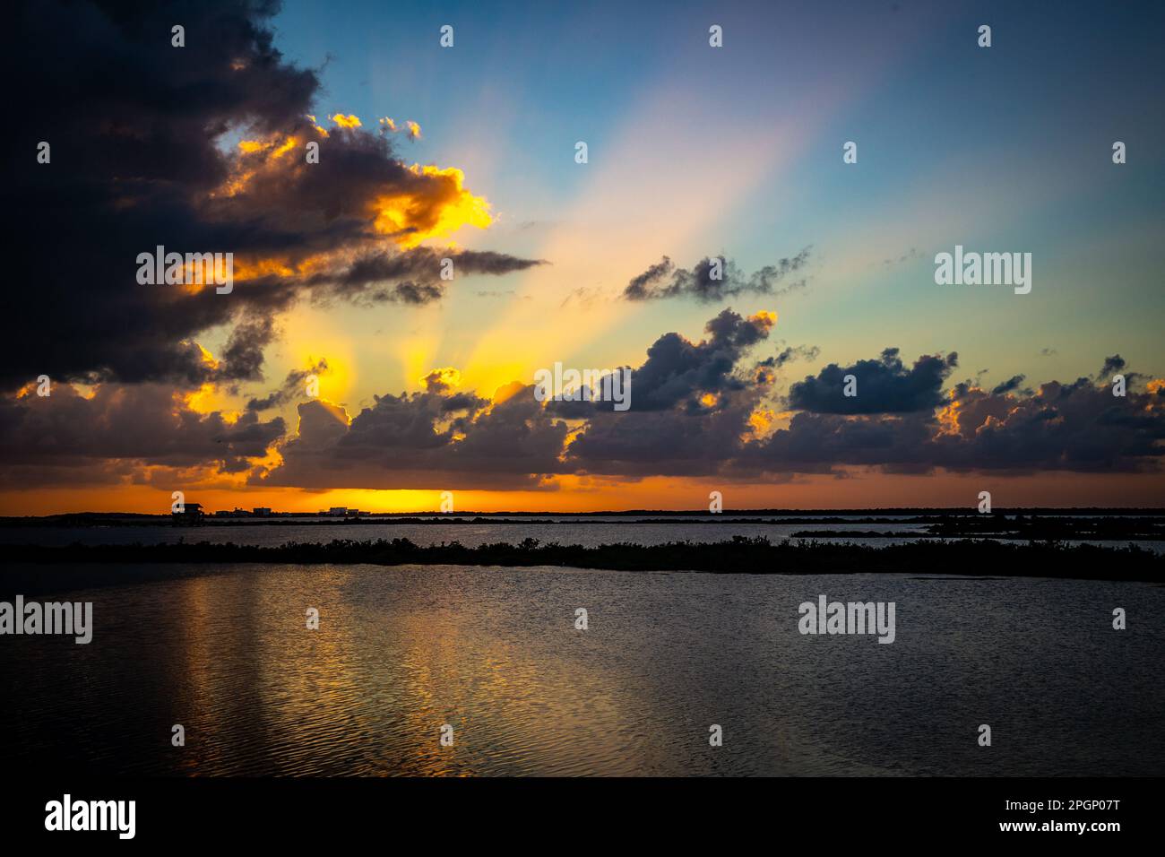 Sunset in San Pedro bay in Belize Stock Photo - Alamy