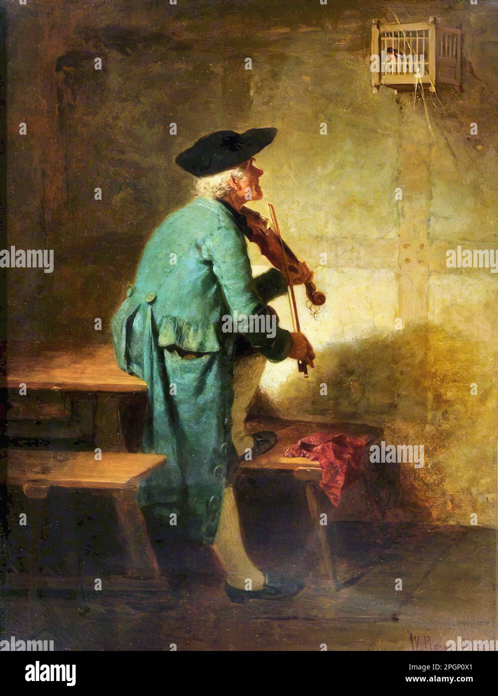 Rogge I Wilhelm - the Frenchman Playing to His Bird - German School ...