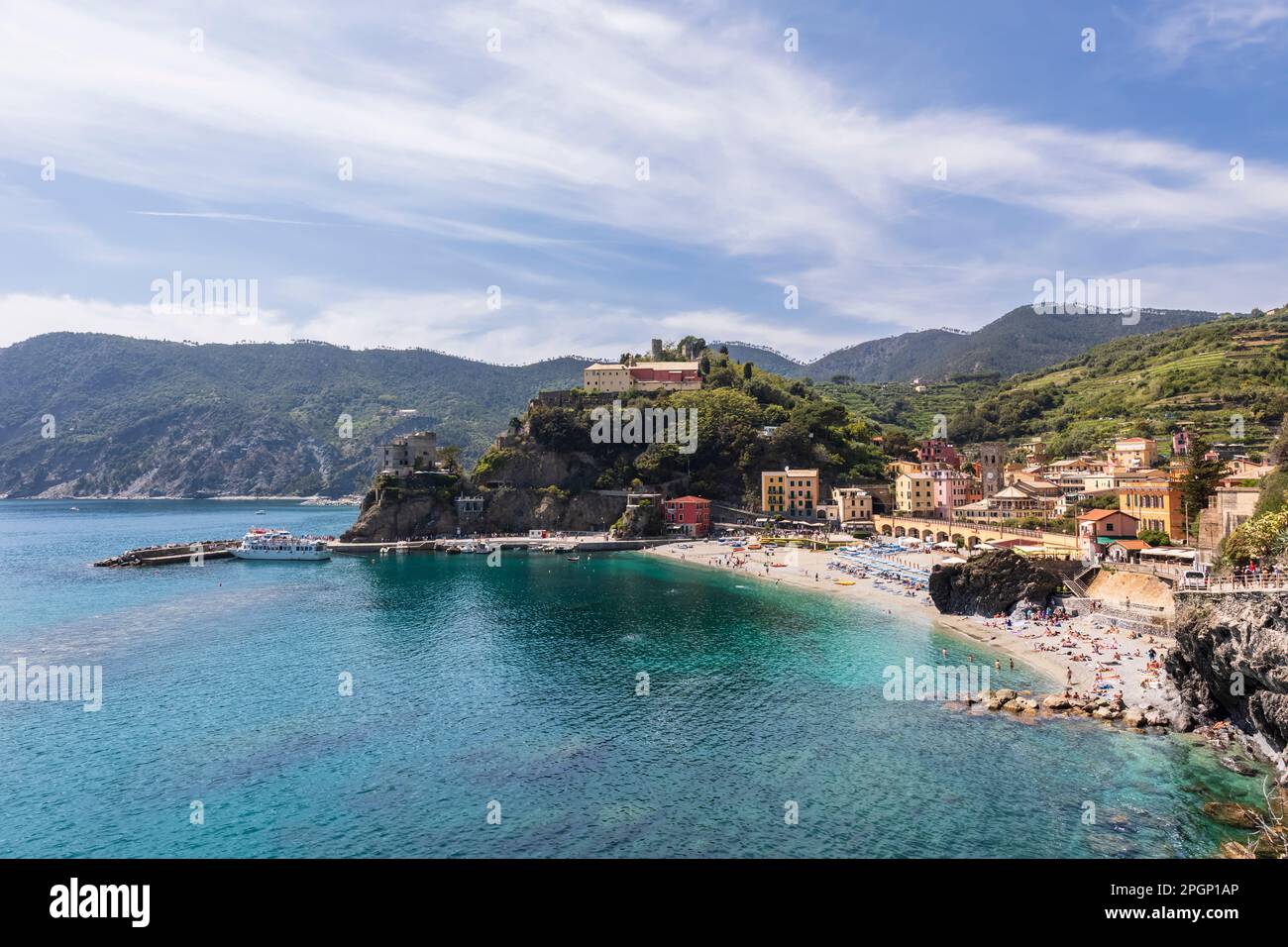Edge coastal town along cinque terre summer hi-res stock photography ...