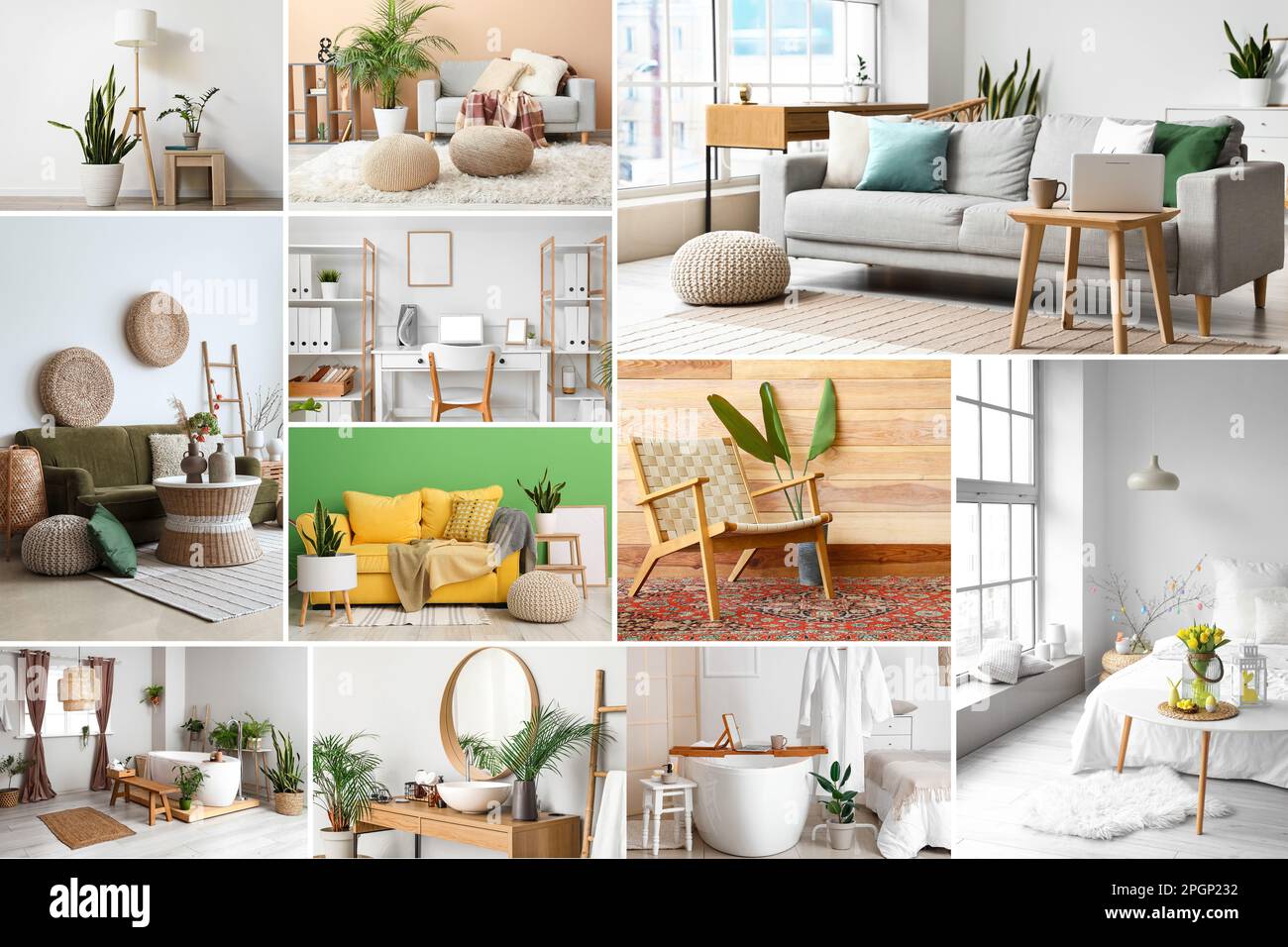 Collage of new furniture in home interiors Stock Photo - Alamy