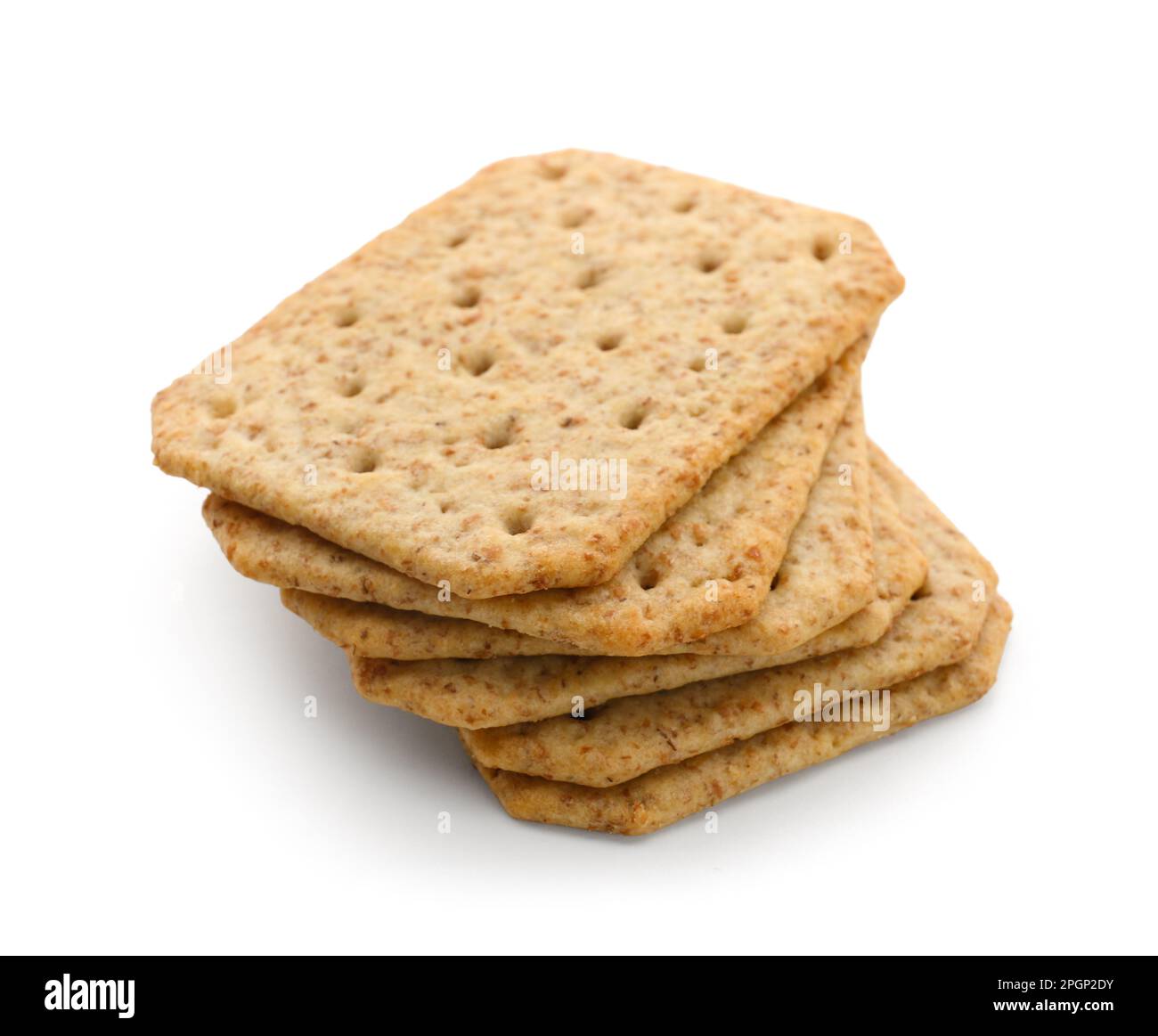 Stack of tasty crackers isolated on white background Stock Photo - Alamy