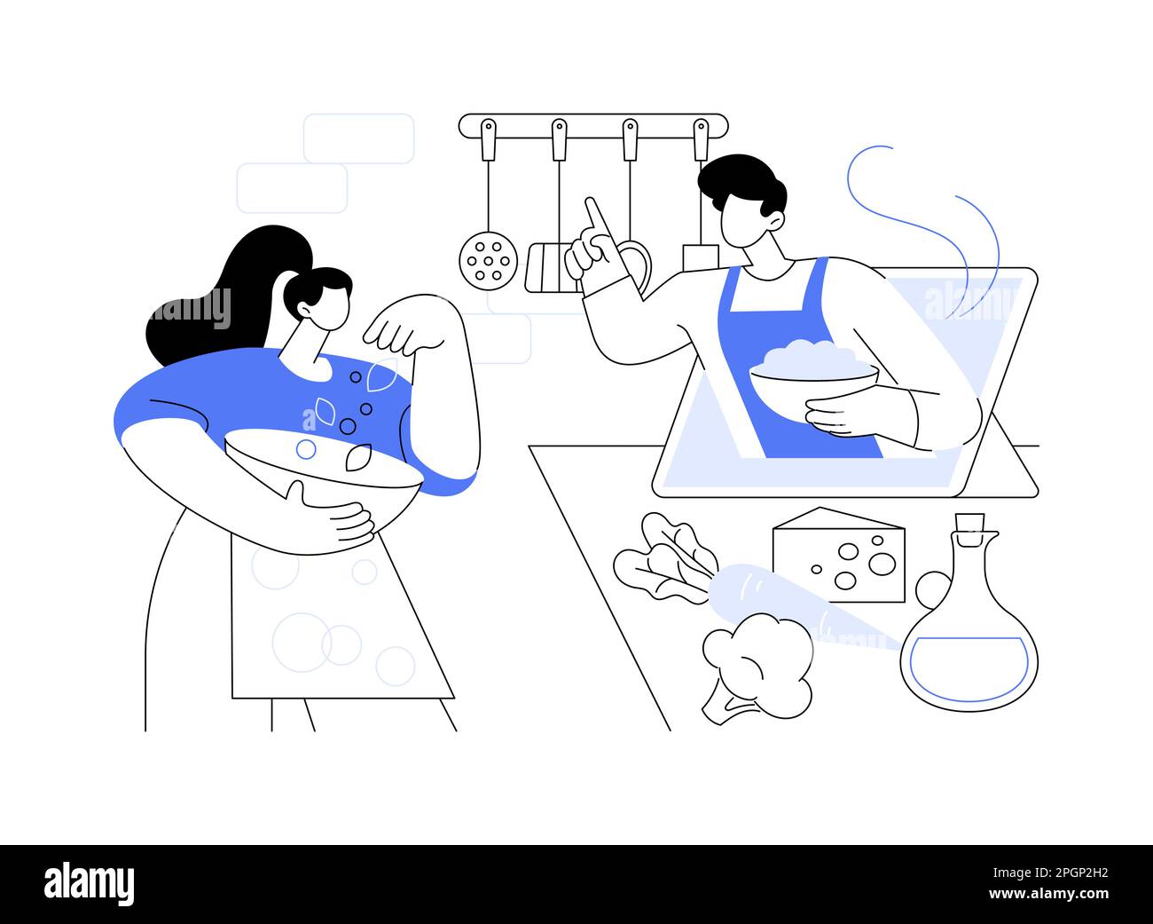 Online cooking tutorial abstract concept vector illustration Stock ...