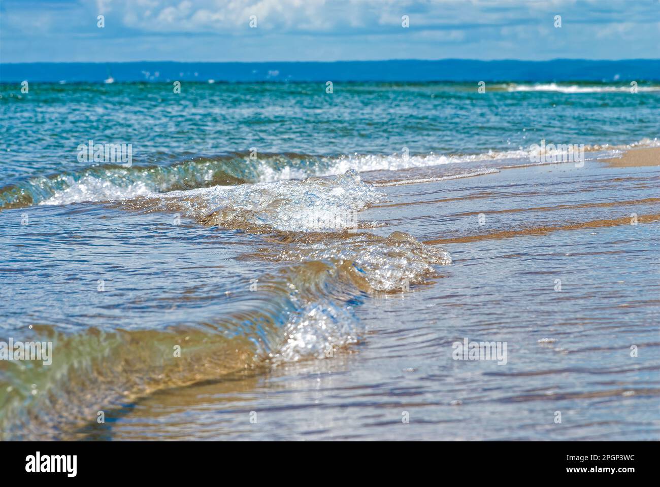sea postcard - sea waves, sea waves in the sun by the beach, shore line ...
