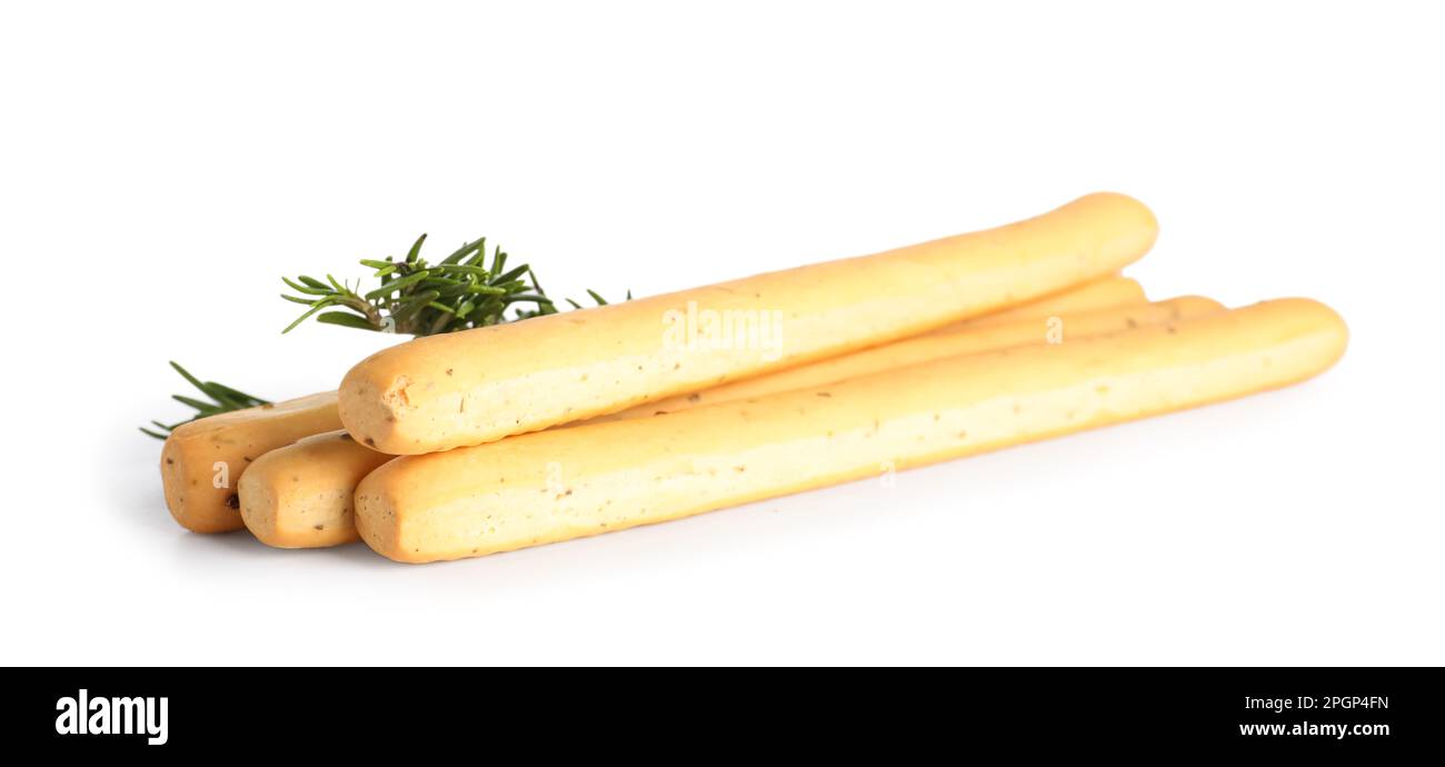 Tasty Italian Grissini on white background Stock Photo - Alamy