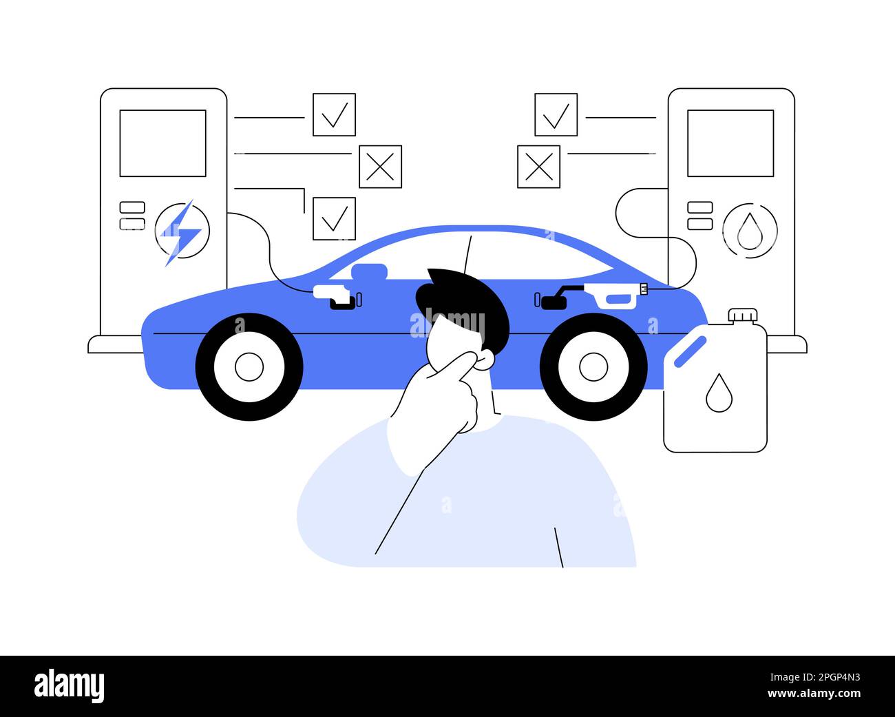 Plug-in hybrid car abstract concept vector illustration Stock Vector ...