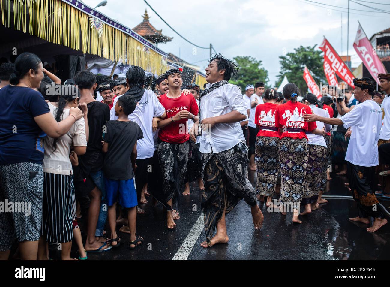 Denpasar, Bali, Indonesia - March 23, 2023: Omed-Omedan festival also ...