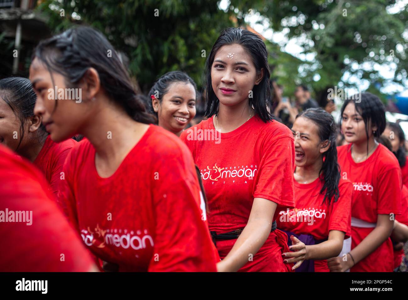 Denpasar, Bali, Indonesia - March 23, 2023: Omed-Omedan festival also ...
