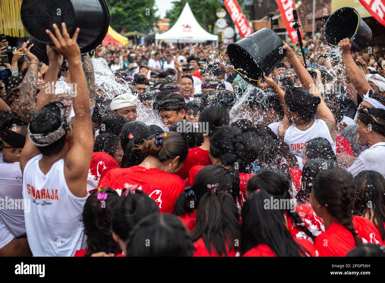 Denpasar, Bali, Indonesia - March 23, 2023: Omed-Omedan festival also ...