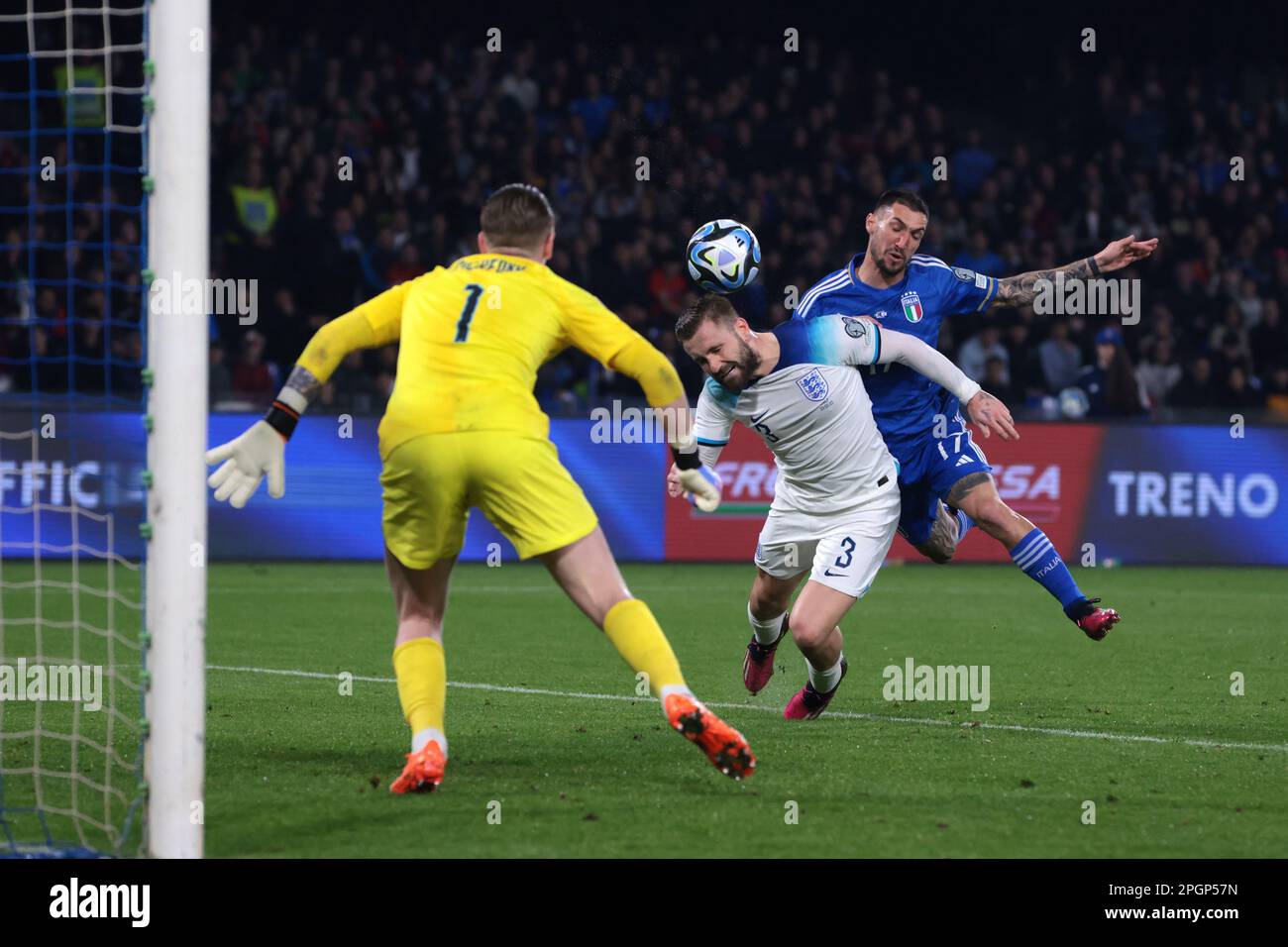 Naples, Italy. 23rd Mar, 2023. Jordan Pickford of England looks on as ...