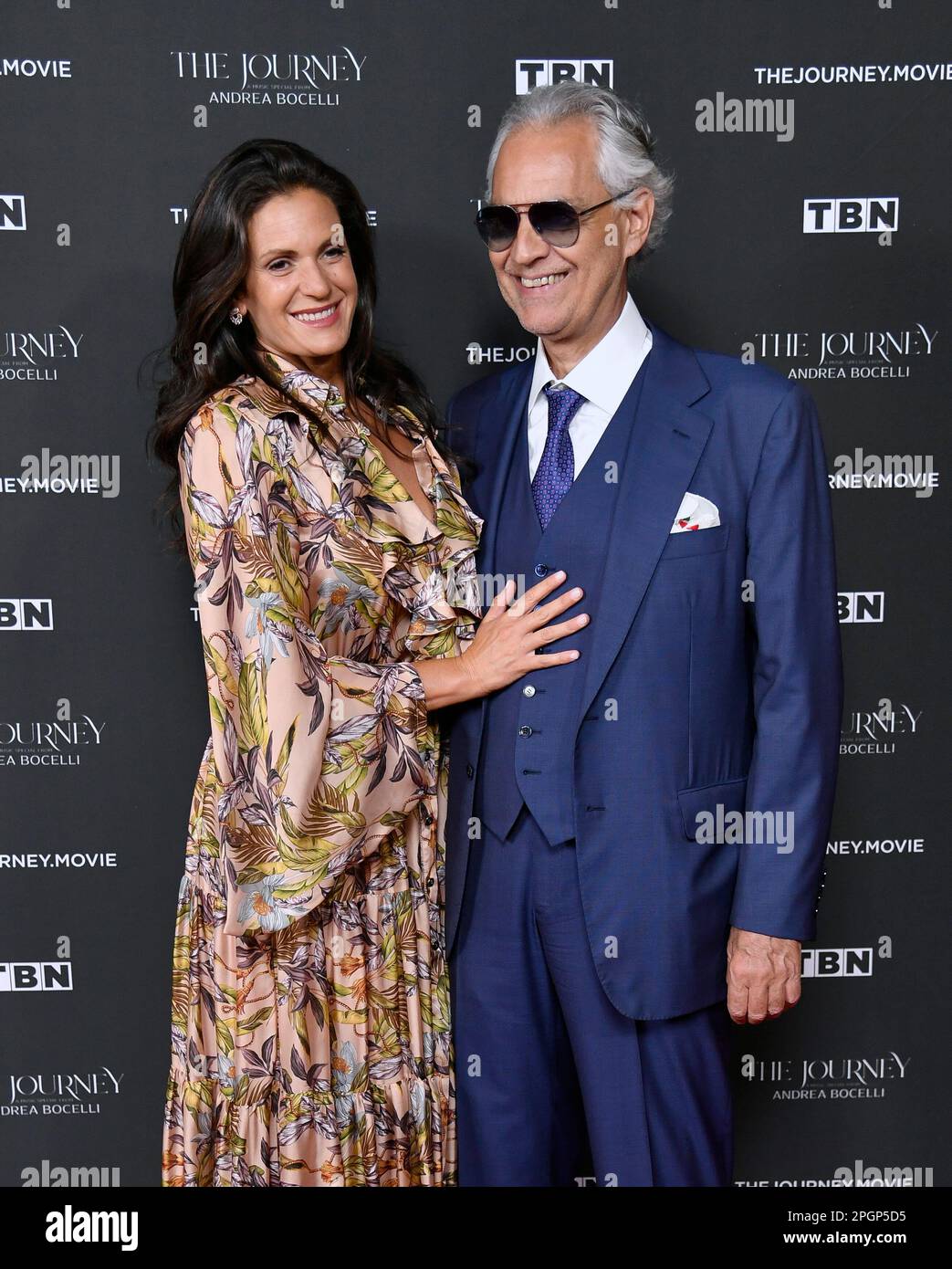 Veronica Berti Bocelli, left, and Andrea Bocelli attend the premiere ...