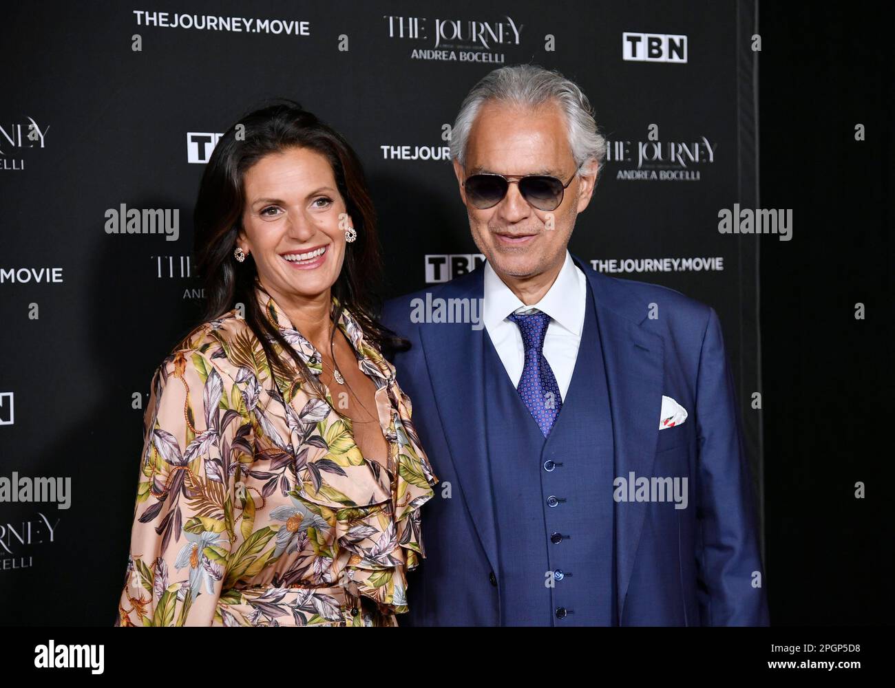 Veronica Berti Bocelli, left, and Andrea Bocelli attend the premiere ...