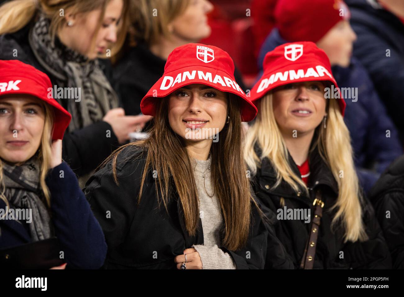 Copenhagen, Denmark. 23rd Mar, 2023. Football fans of Denmark seen on ...