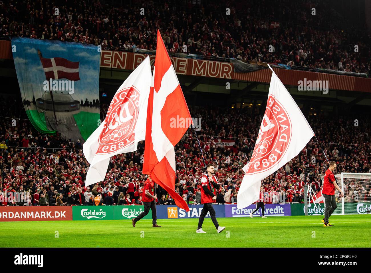Copenhagen, Denmark. 23rd Mar, 2023. The Parken stadium is ready for ...