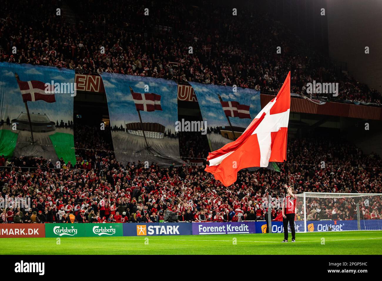 Copenhagen, Denmark. 23rd Mar, 2023. The Parken stadium is ready for ...
