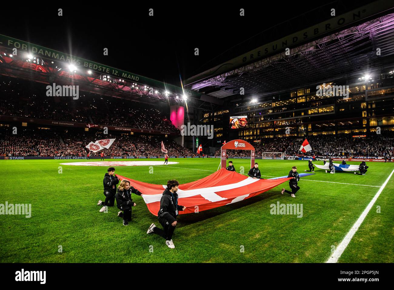Copenhagen, Denmark. 23rd Mar, 2023. The Parken stadium is ready for ...