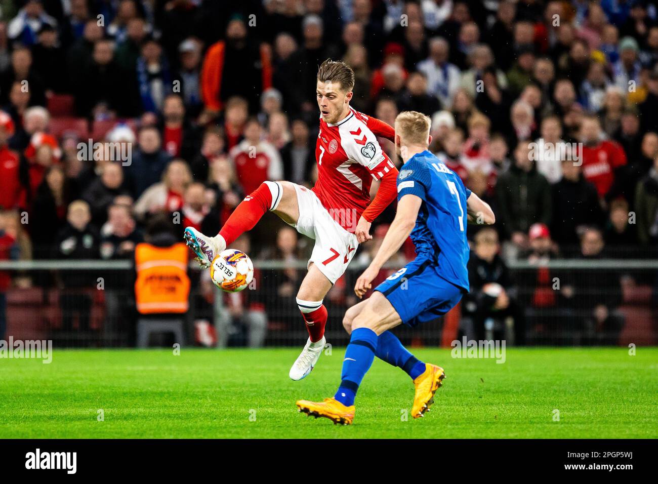Copenhagen, Denmark. 23rd Mar, 2023. Mathias Jensen (7) of Denmark seen ...