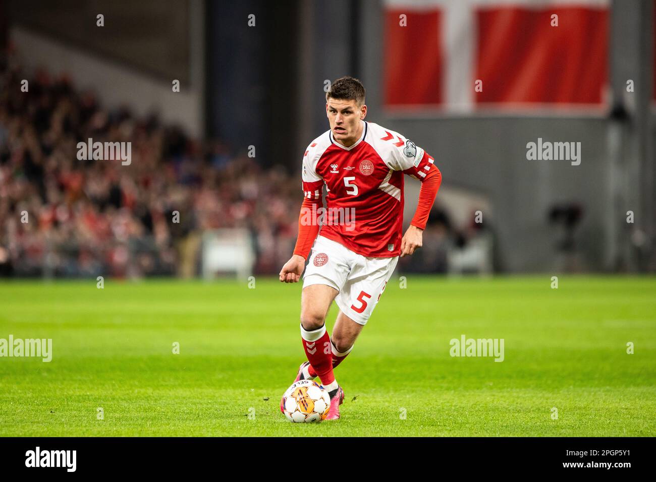 Copenhagen, Denmark. 23rd Mar, 2023. Joakim Maehle (5) of Denmark seen ...