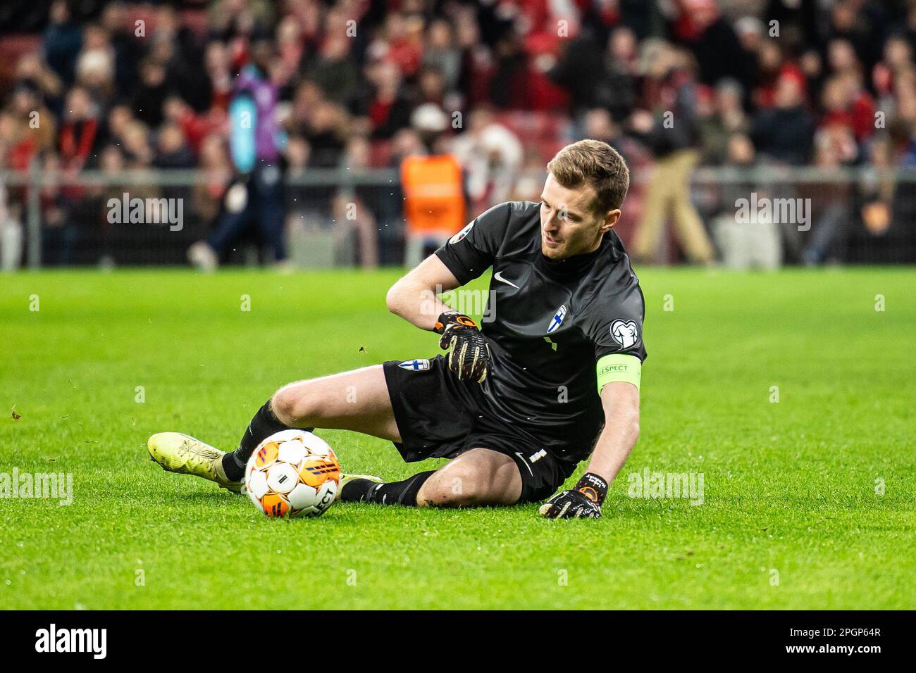 Copenhagen, Denmark. 23rd Mar, 2023. Goalkeeper Lukas Hradecky (1) of ...