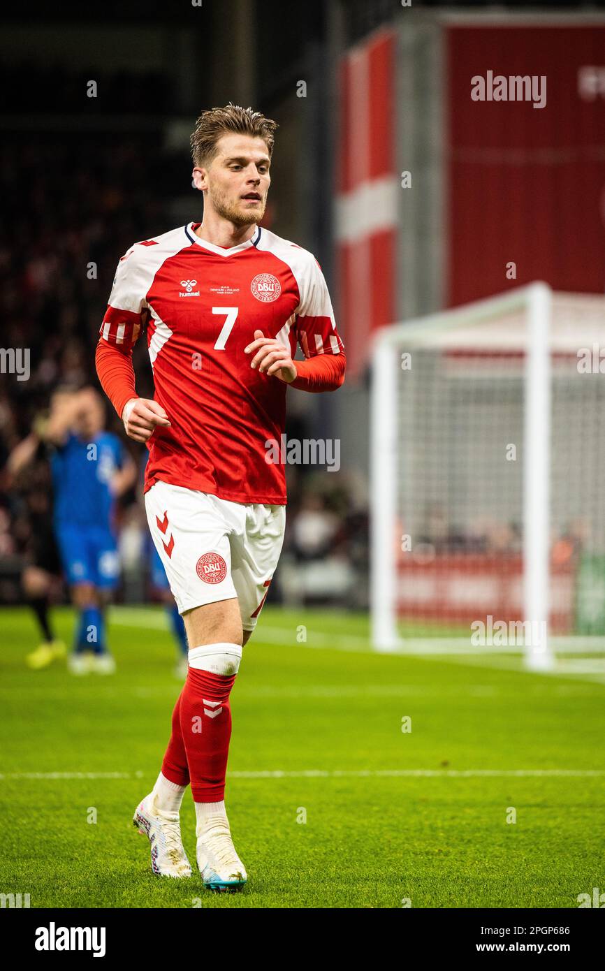 Copenhagen, Denmark. 23rd Mar, 2023. Mathias Jensen (7) of Denmark seen ...