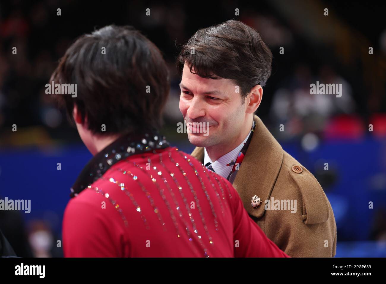 Saitama, Japan. 23rd Mar, 2023. (L-R) Shoma Uno (JPN), Stephane Lambiel coach Figure Skating ...