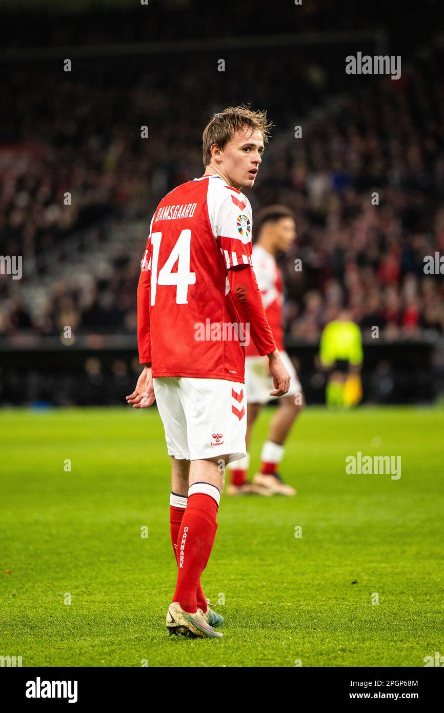 Copenhagen, Denmark. 23rd Mar, 2023. Mikkel Damsgaard (14) of Denmark ...