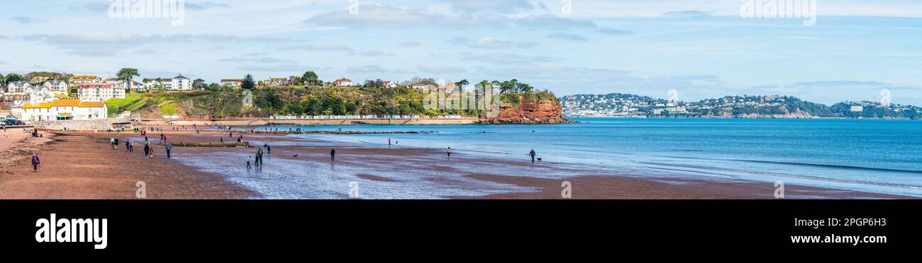 Goodrington Beach and Goodrington Promenade, Paignton, Devon, England ...