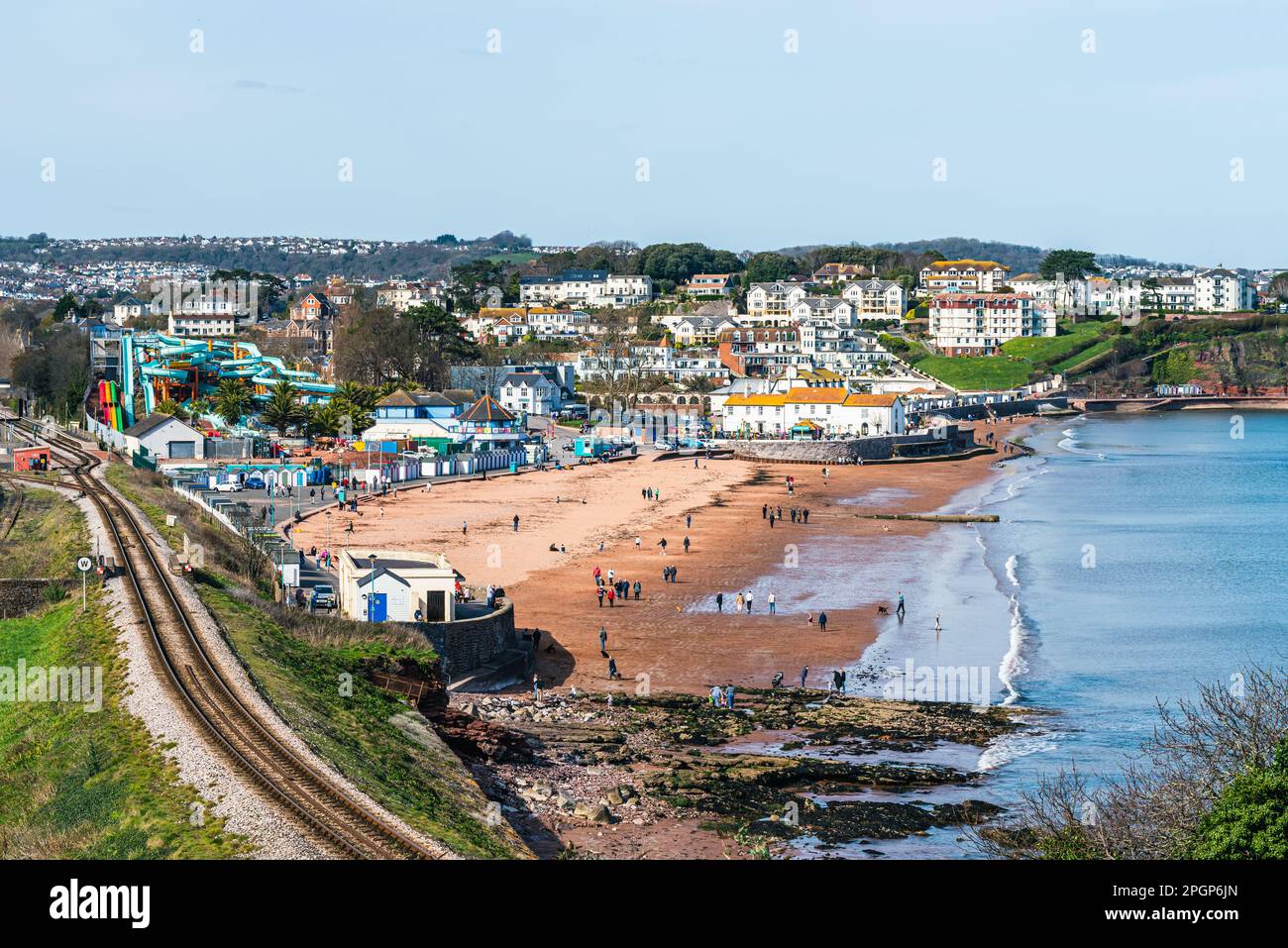 Goodrington Beach and Goodrington Promenade, Paignton, Devon, England ...