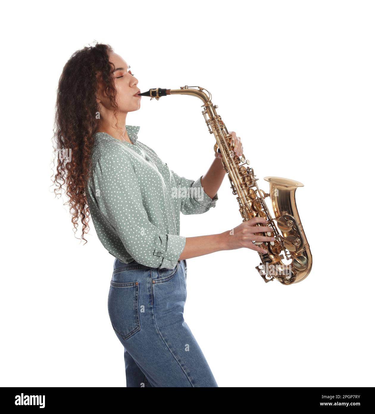African sax lady hi-res stock photography and images - Alamy
