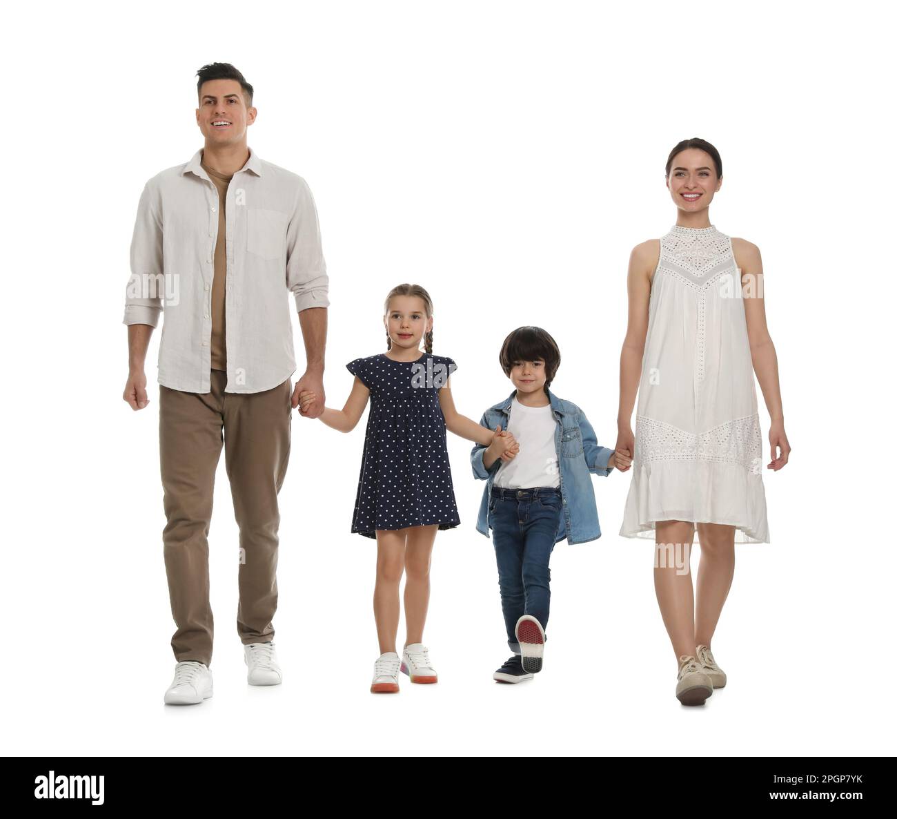 Children with their parents on white background Stock Photo - Alamy