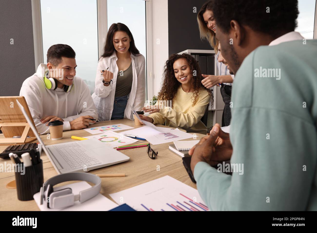 Team of employees working together in office. Startup project Stock ...