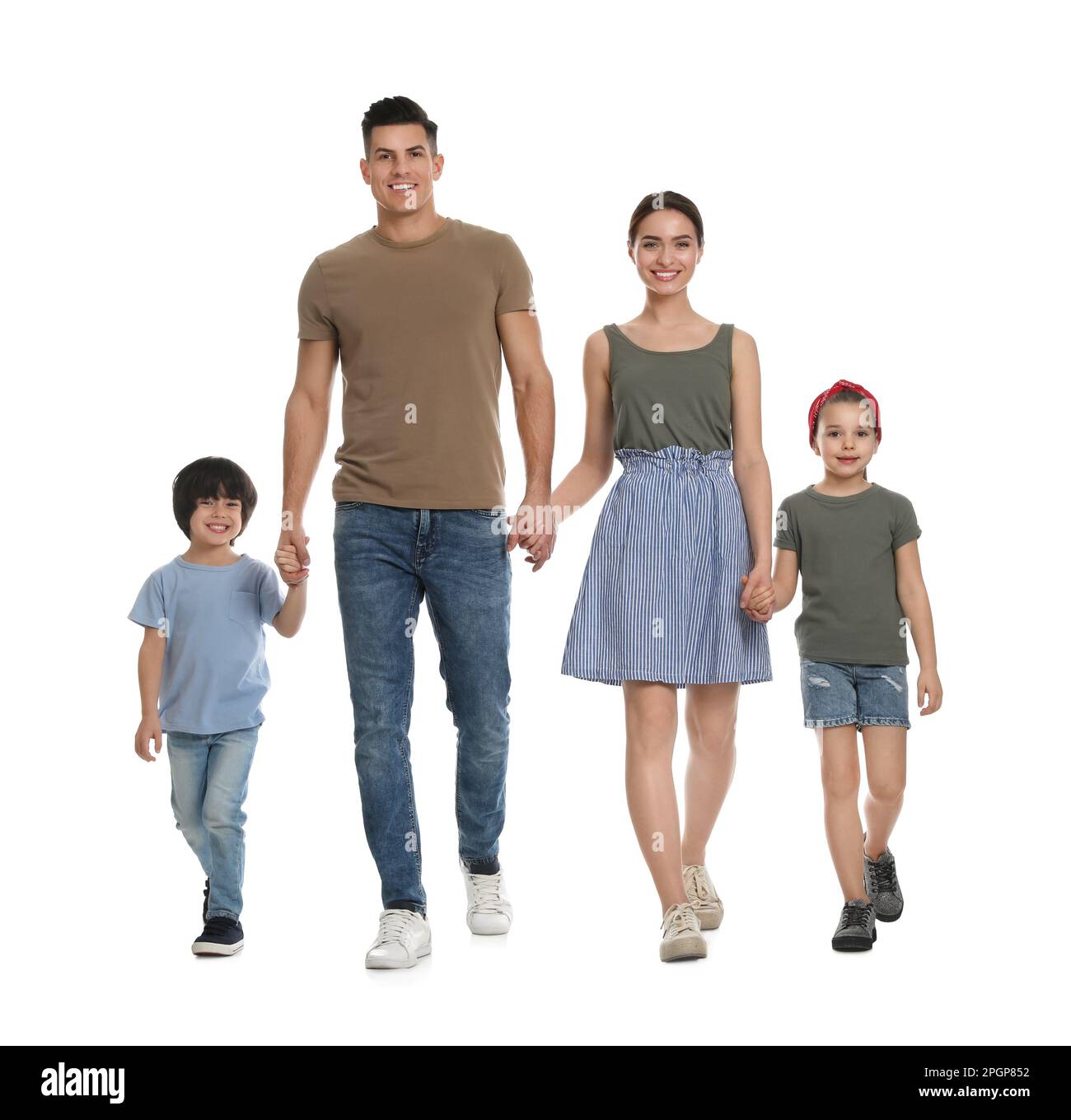 Children with their parents on white background Stock Photo - Alamy