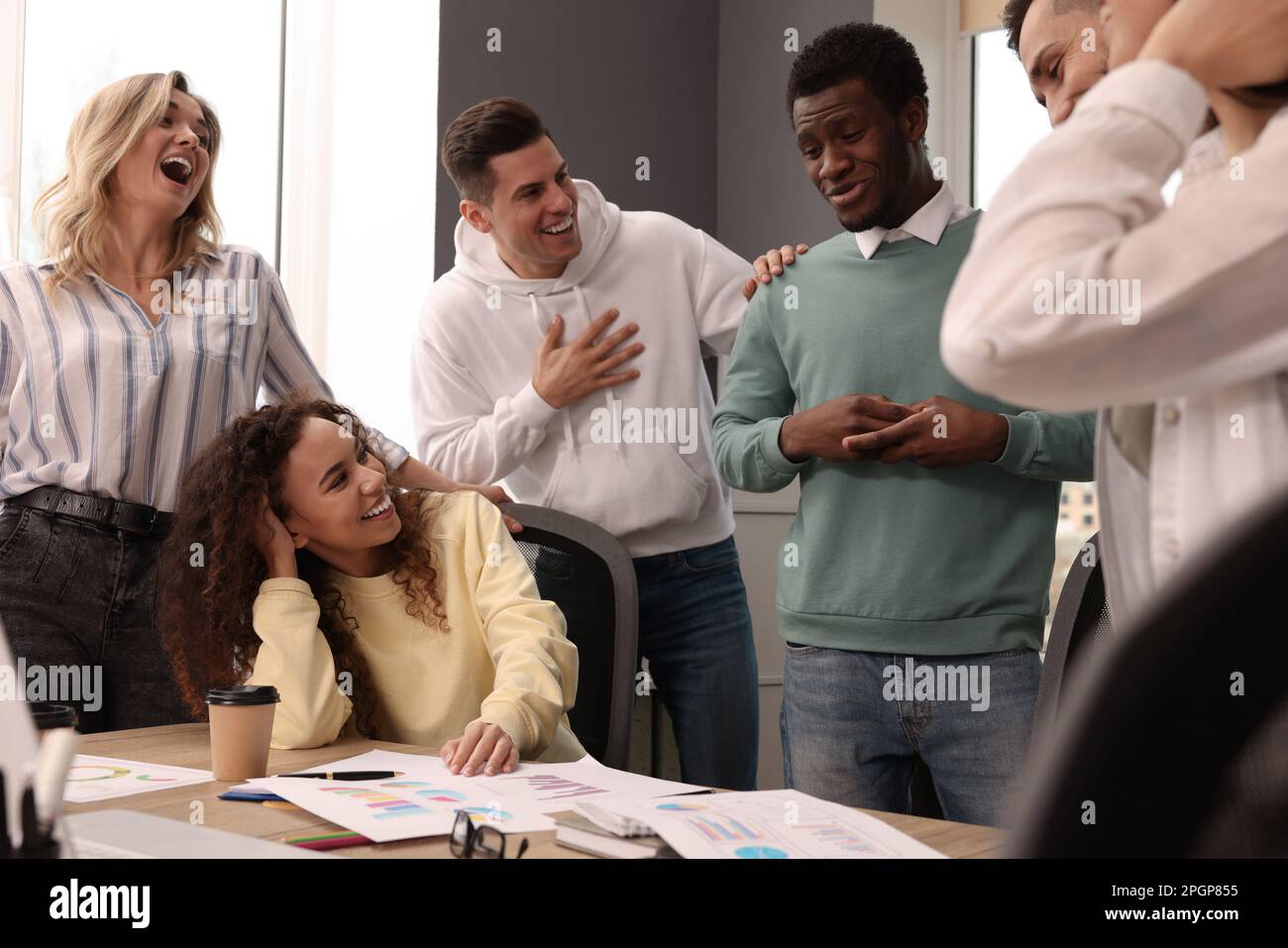 Team of employees working together in office. Startup project Stock ...