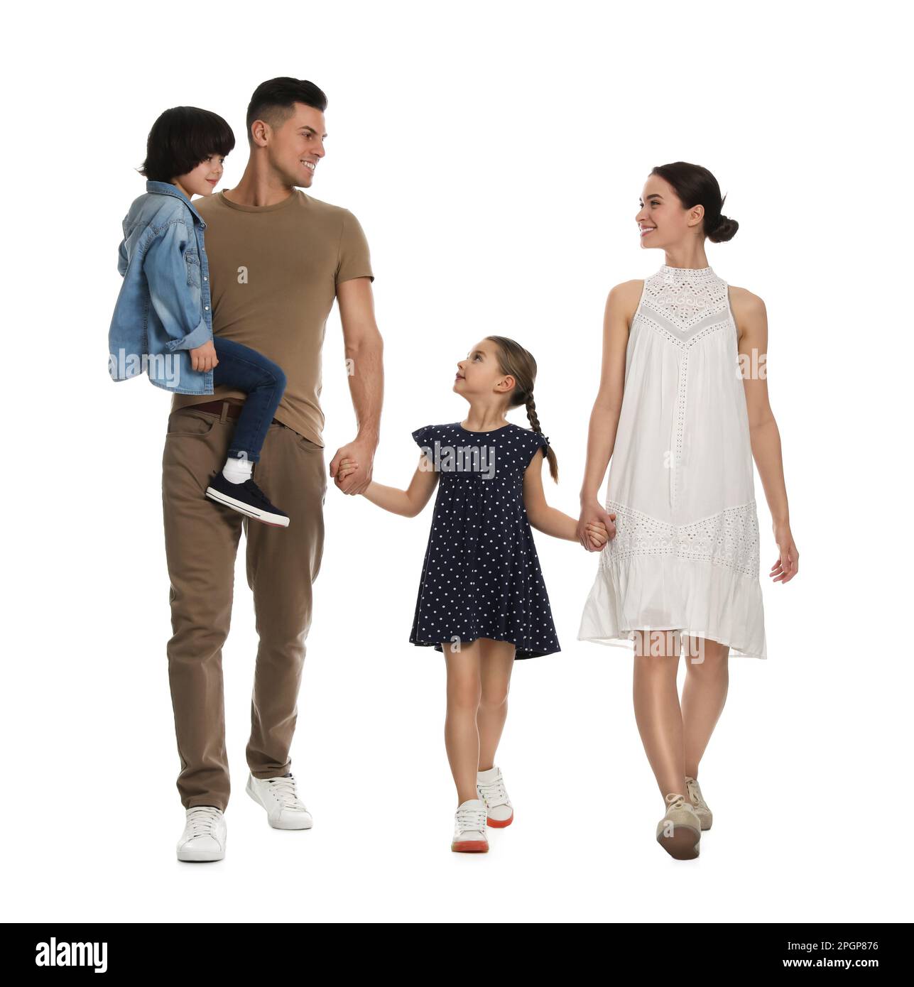 Children with their parents on white background Stock Photo - Alamy