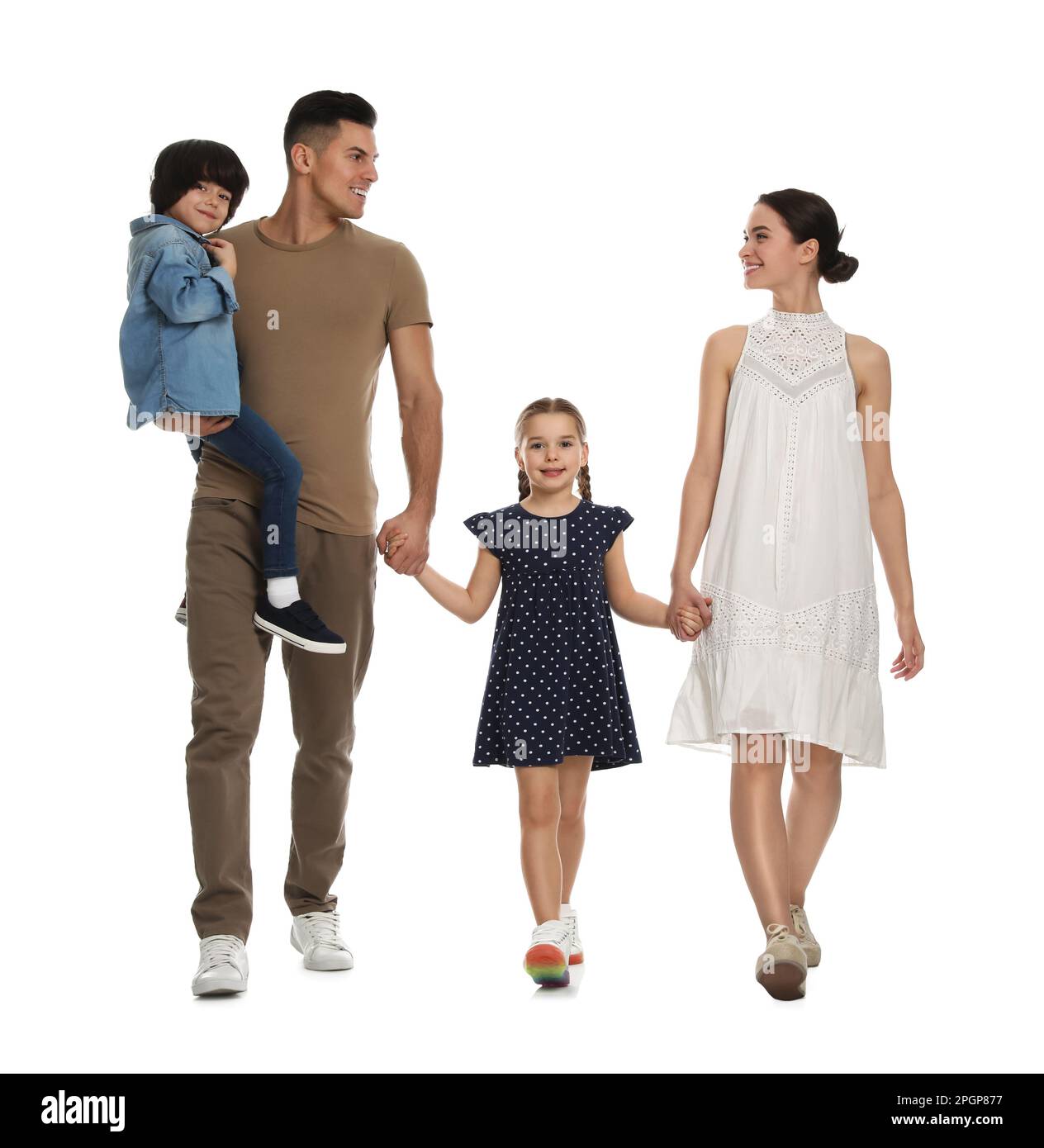 Children with their parents on white background Stock Photo - Alamy