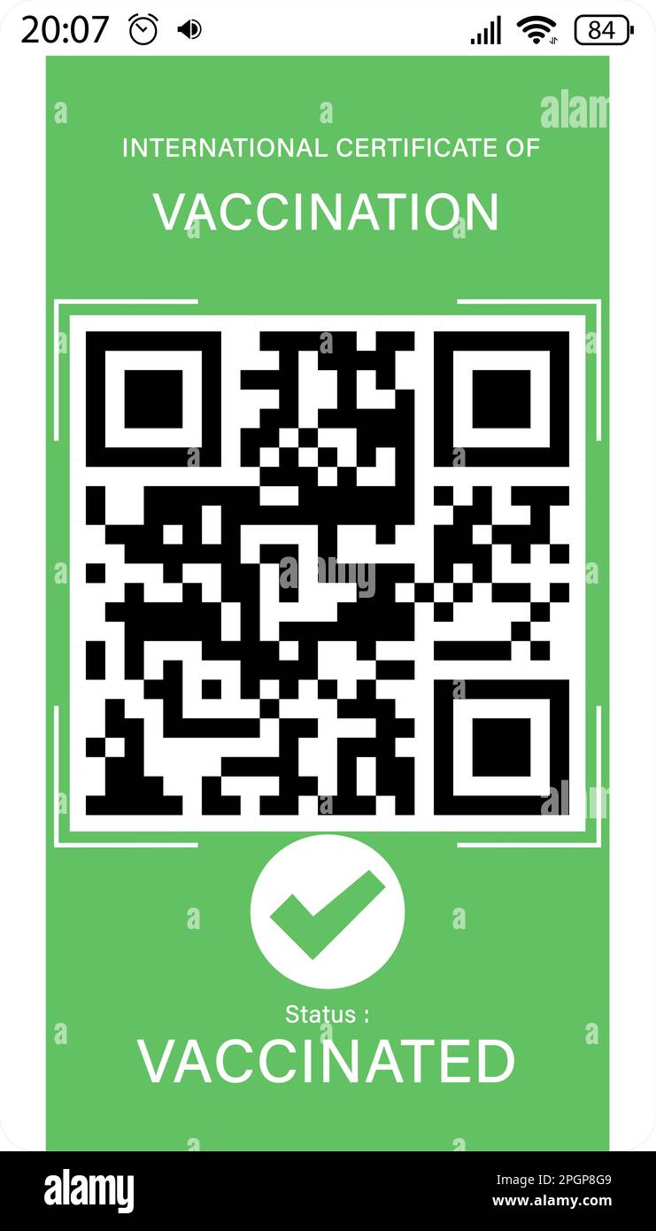 International certificate of vaccination with QR code, illustration ...