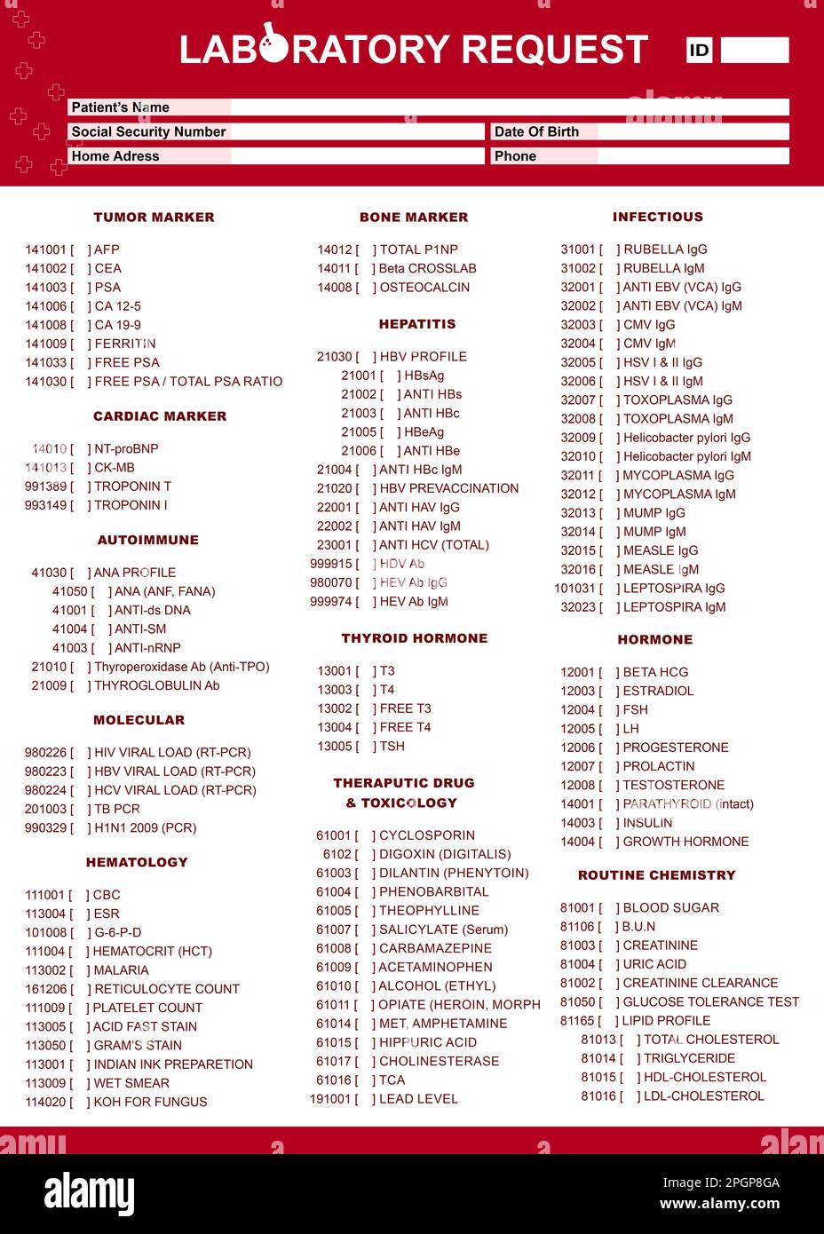 Laboratory requisition form with empty space, illustration Stock Photo ...
