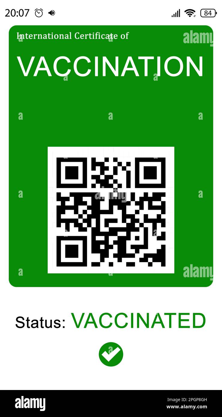 International certificate of vaccination with QR code, illustration ...