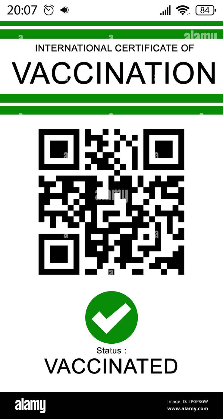 International certificate of vaccination with QR code, illustration ...