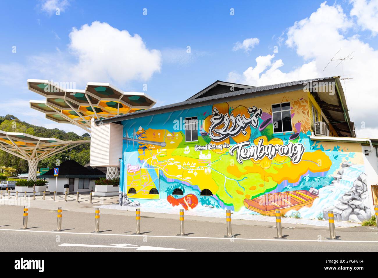 Kompleks Utama Bumiputra Temburong and other buildings near Sungai ...